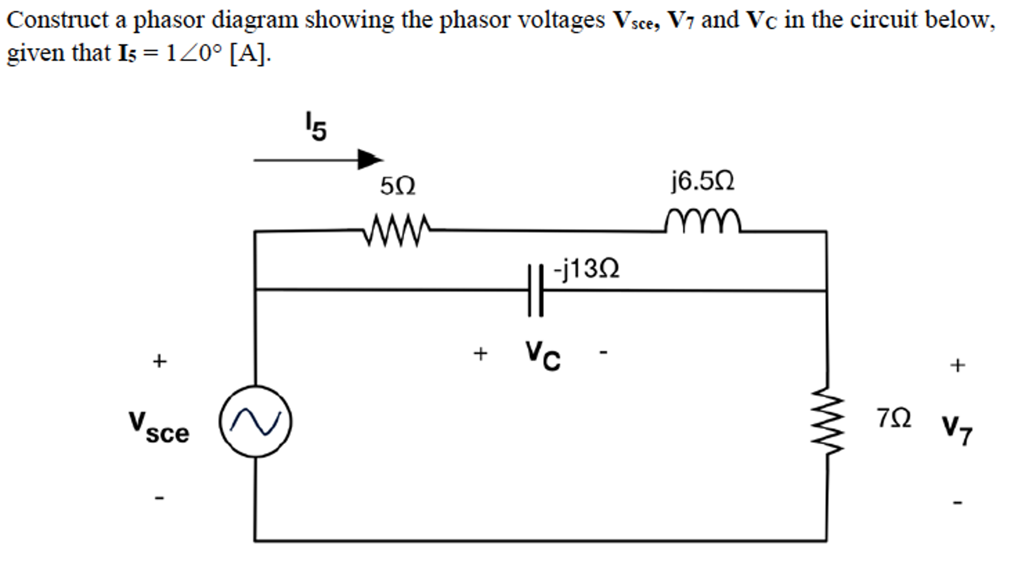Solved Construct a phasor diagram showing the phasor | Chegg.com