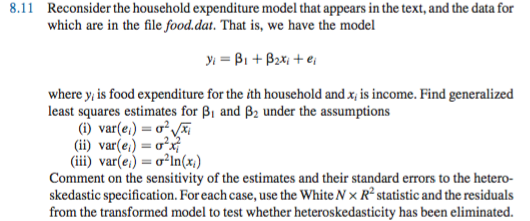 Solved 8.11 Reconsider the household expenditure model that | Chegg.com