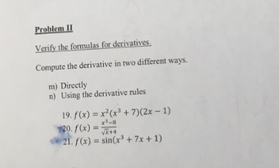 Solved Verify the formulas for derivatives Compute the | Chegg.com
