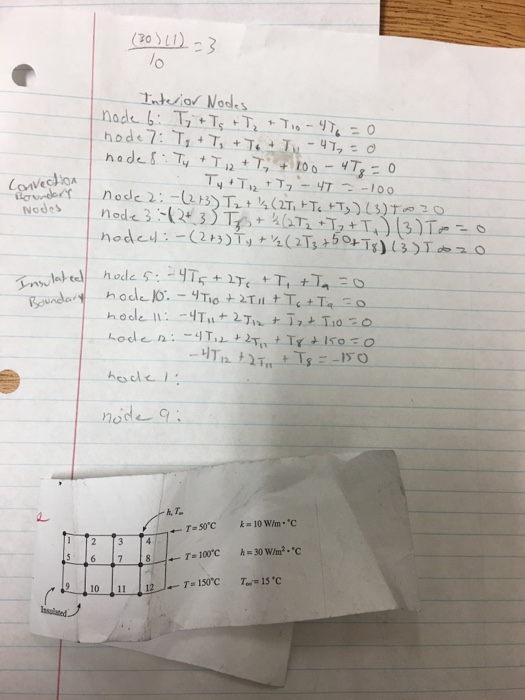 Solved Interior Nodes node 6: T_7 + T_5 + T_2 + T_10 - 4T_6 | Chegg.com