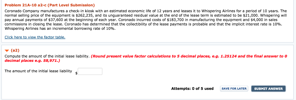 Solved Problem 21A-10 a2-c (Part Level Submission) Coronado | Chegg.com