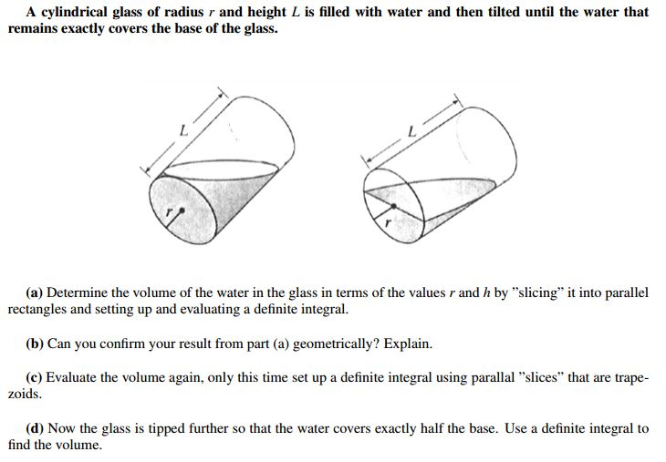 Solved A cylindrical glass of radius r and height L is | Chegg.com