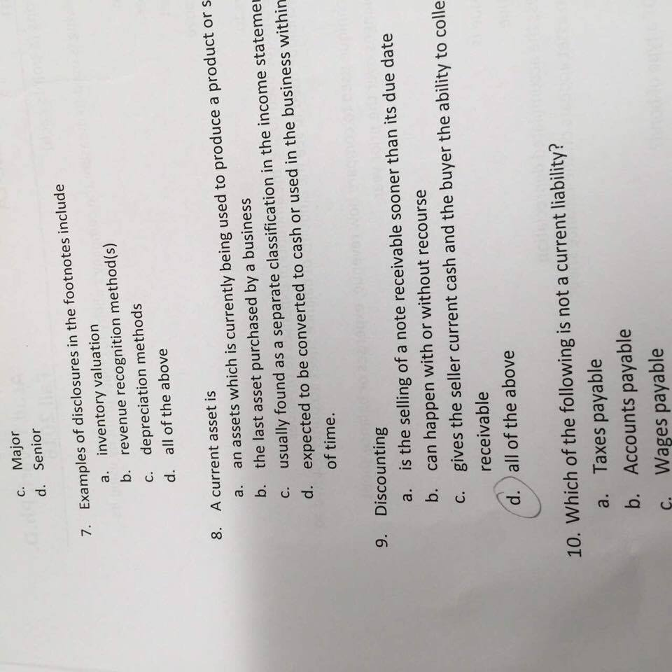 Solved Examples of disclosures in the footnotes include | Chegg.com