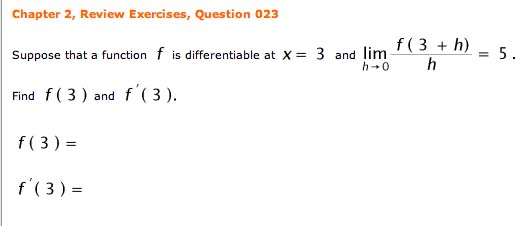 Solved Suppose that a function f is differentiable at x = 3 | Chegg.com