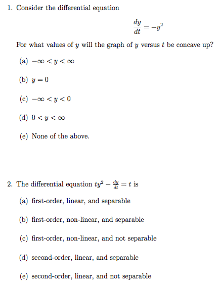 Solved Consider the differential equation dy/dt = -y^2 For | Chegg.com