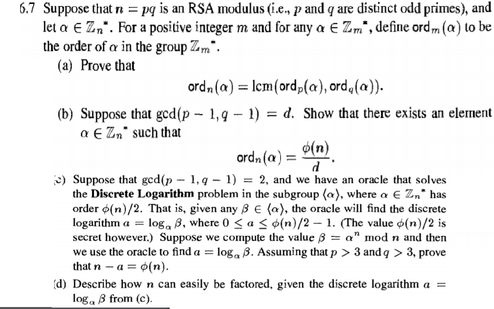 Suppose that n = pq is an RSA modulus (i e, p and q | Chegg.com