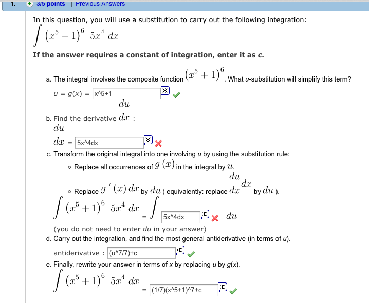 Solved In this question, you will use a substitution to | Chegg.com