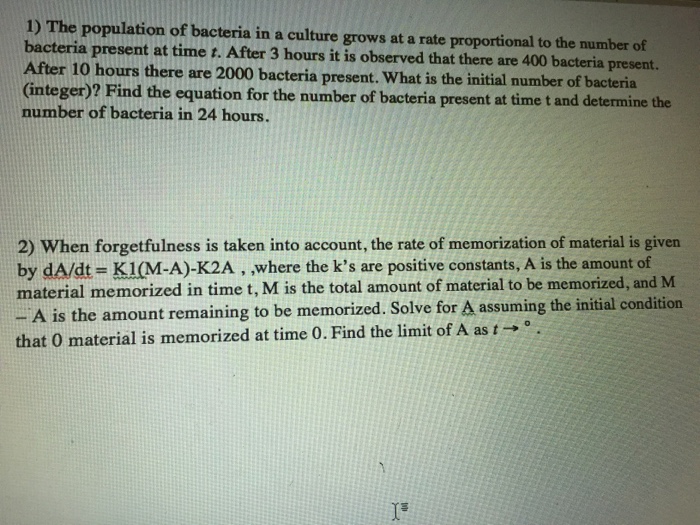 Solved The population of bacteria in a culture grows at a | Chegg.com
