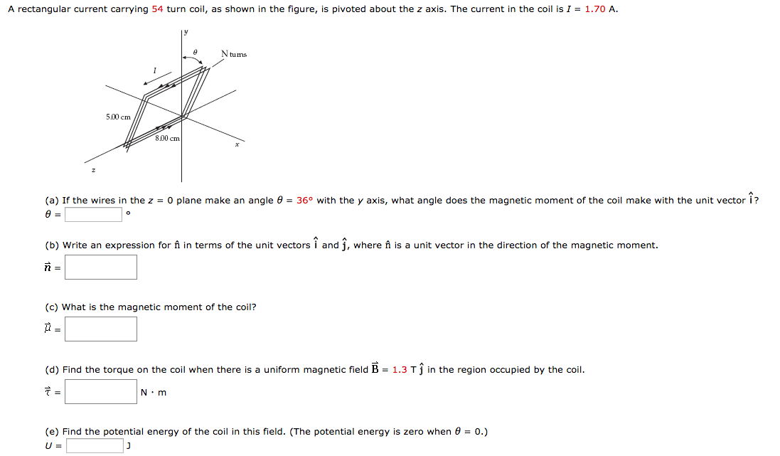 Solved A rectangular current carrying 54 turn coil, as shown | Chegg.com