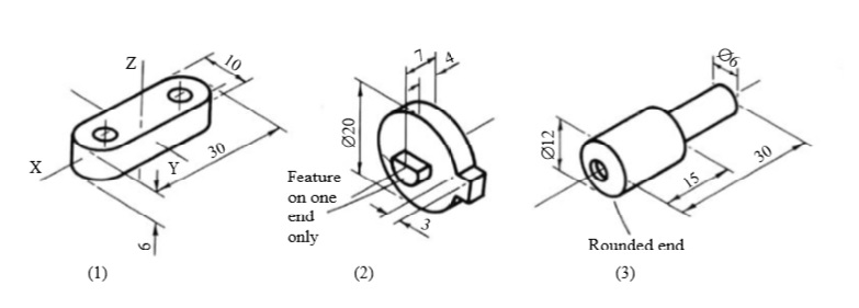 Three different small parts are shown in picture. | Chegg.com