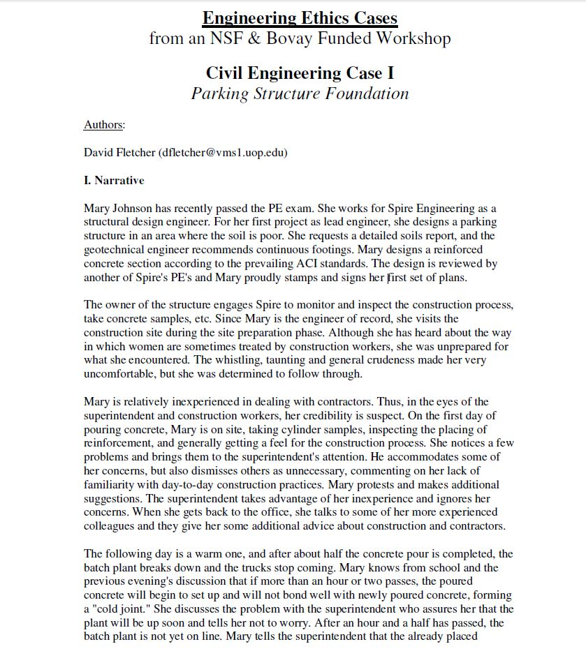 Part II- Case Analysis: (Parking Structure/Mary | Chegg.com