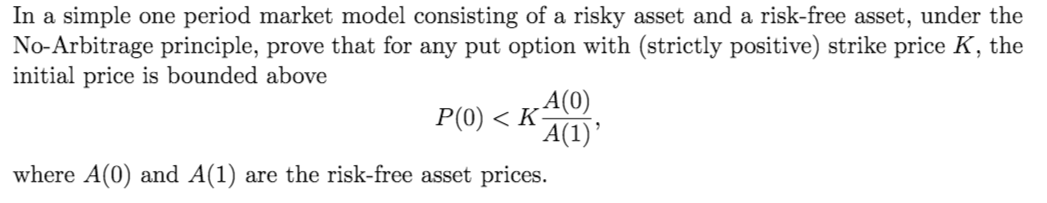 Solved In a simple one period market model consisting of a | Chegg.com