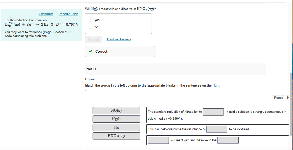 Solved Constants Periodic Table Part A For the reduction | Chegg.com