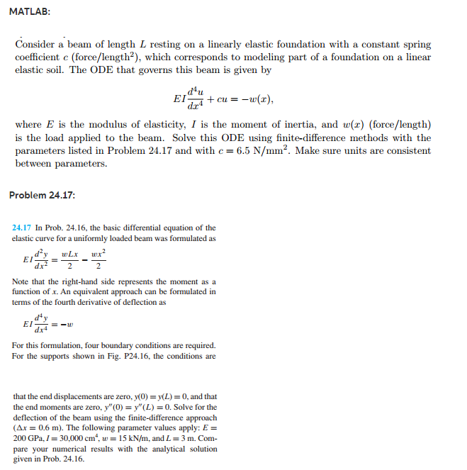 Consider a beam of length L resting on a linearly | Chegg.com