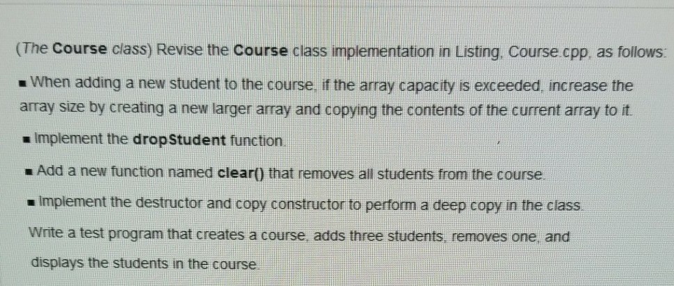 Solved (The Course class) Revise the Course class | Chegg.com