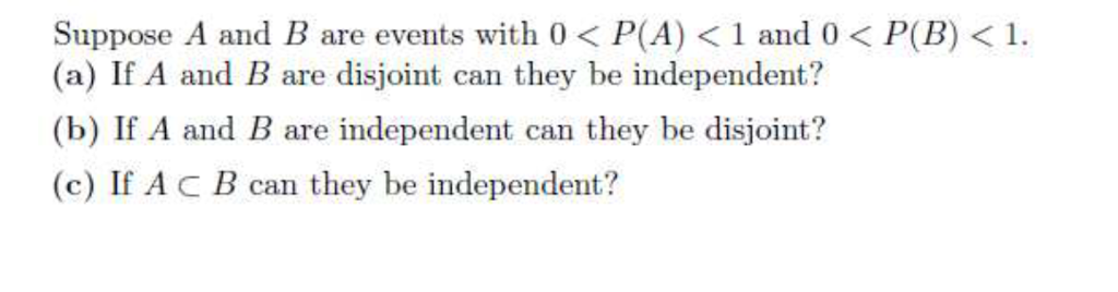 Solved Suppose A and B are events with 0