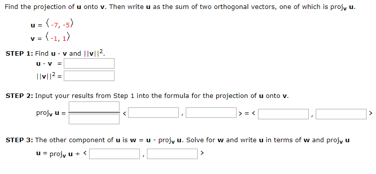 Solved Find the projection of u onto v. Then write u as the | Chegg.com