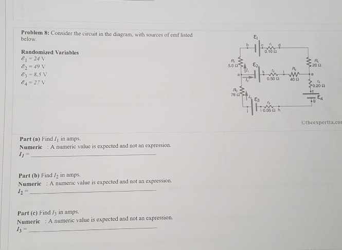Solved Problem 8: Consider the circuit in the diagram, with | Chegg.com