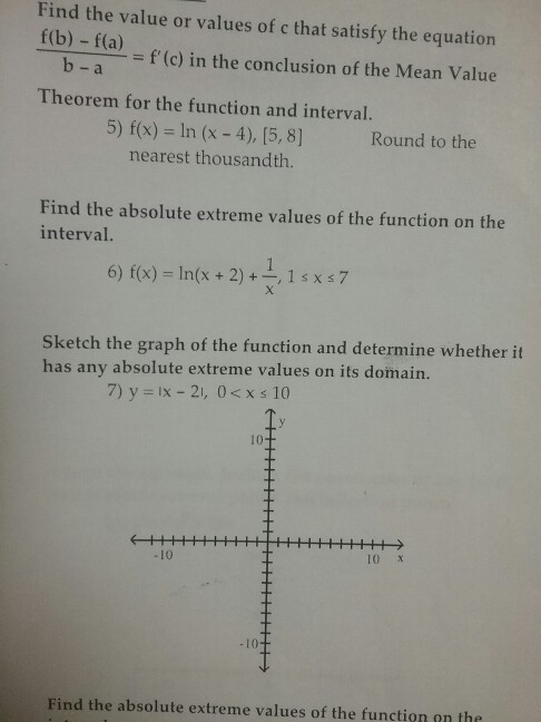 Solved Find the value or values of c that satisfy the | Chegg.com