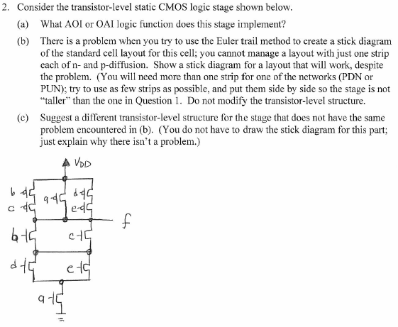 Consider the transistor - level static CMOS logic | Chegg.com