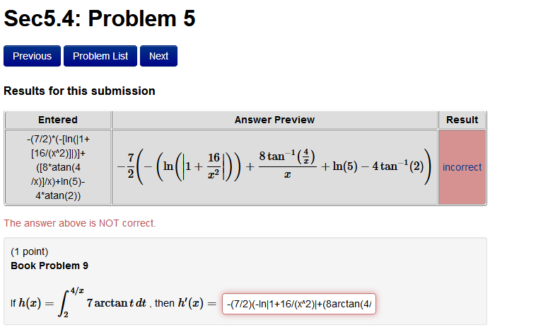 Solved Sec5.4: Problem 5 Previous Problem List Next Results | Chegg.com