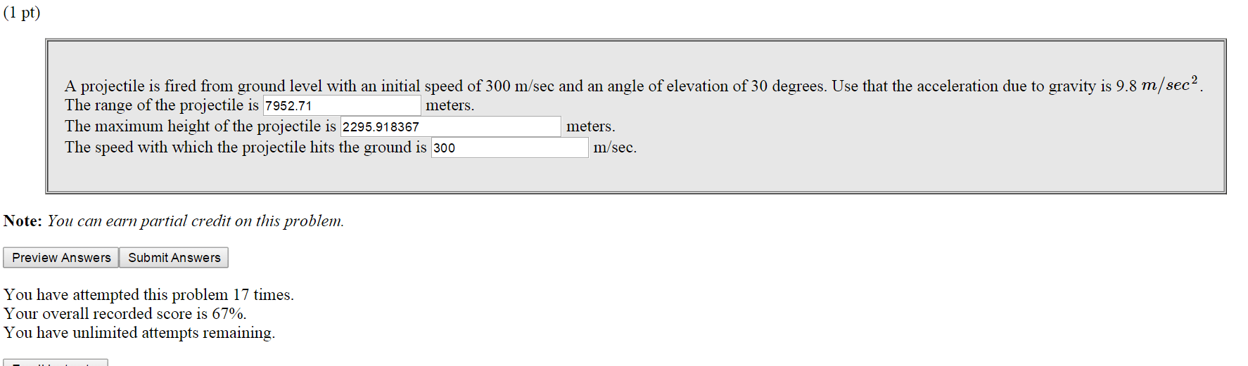 Solved A projectile is fired from ground level with an | Chegg.com