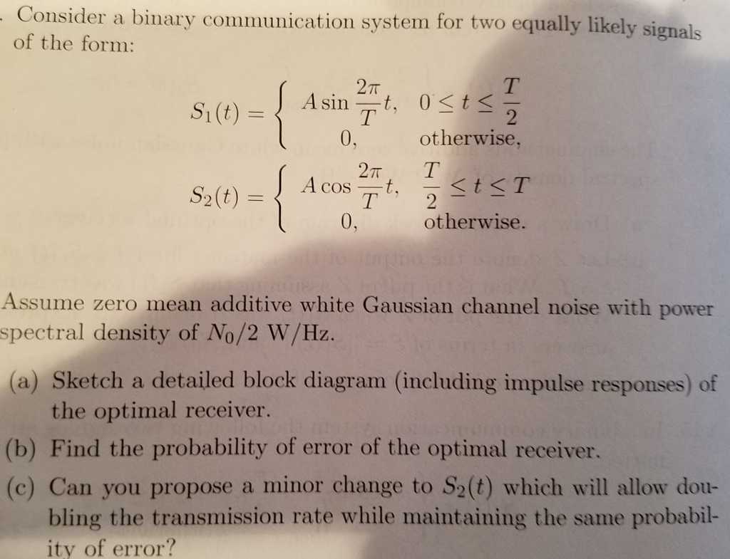 Consider a binary communication system for two | Chegg.com