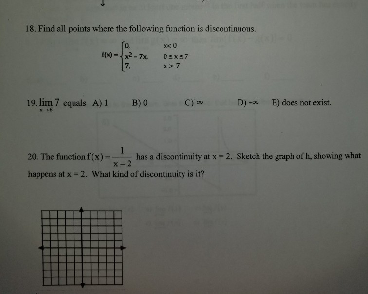 Solved 18. Find all points where the following function is | Chegg.com