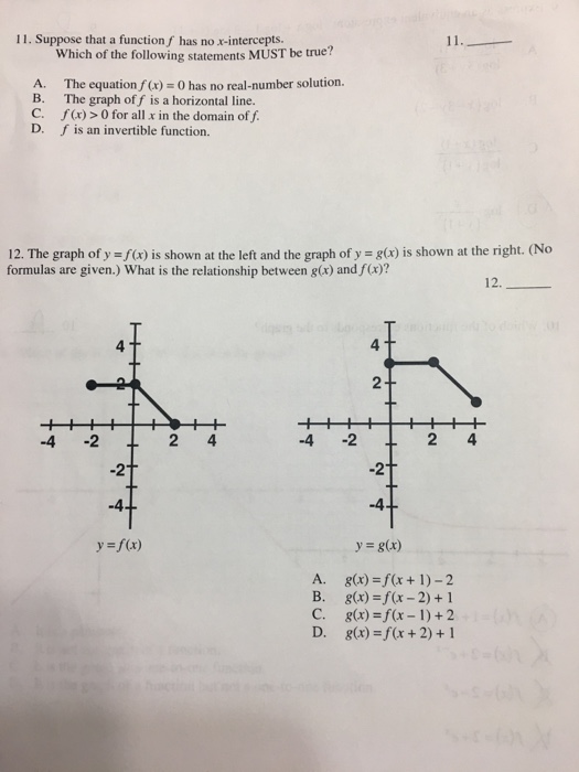 Solved Suppose that a function f has no .x-intercepts. Which | Chegg.com