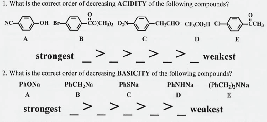Solved What is the correct order of decreasing ACIDITY of | Chegg.com